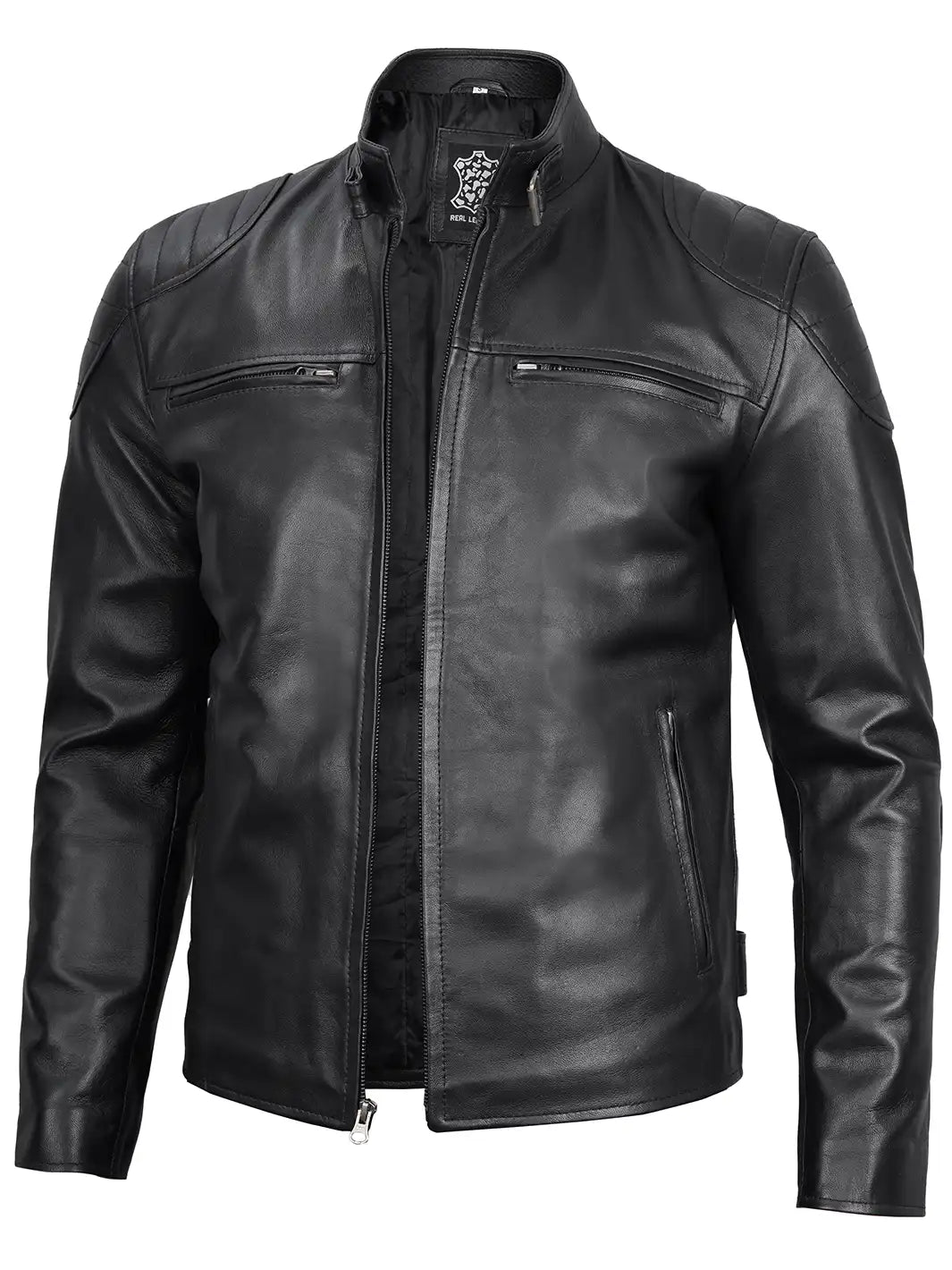 Men's Black Motorcycle Style Leather Jacket – Decrum